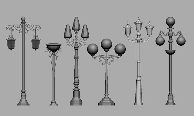 environment Street lights set 3d model