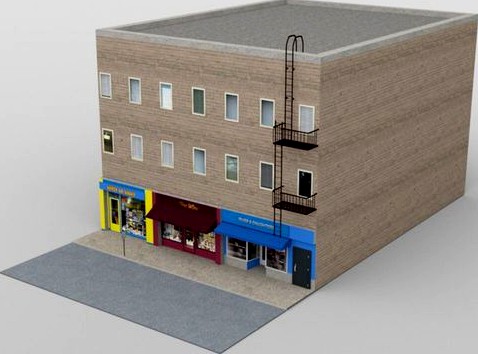 Three Store Building for DAZ Studio 3d model