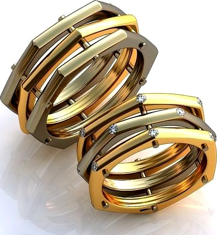 Gold Metal Weird Shape Rings 514 | 3D model