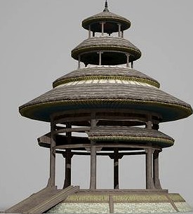 Multi-storey circular Pavilion in ancient architecture 3d model