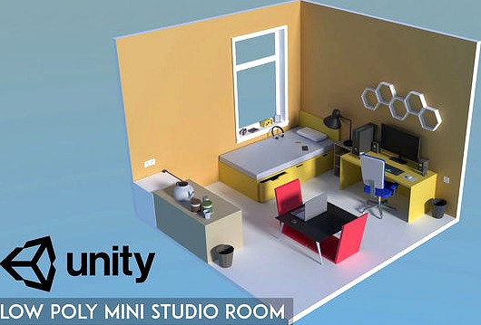 Simple Room - Low Poly Mini Studio Room 3d model