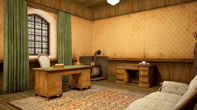 Old reception room 3d model