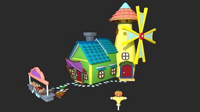 Asset - Cartoons - Background - House 3d model