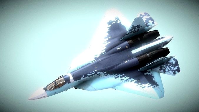PBR SU 57 5th Gen Jet Fighter 3D Model