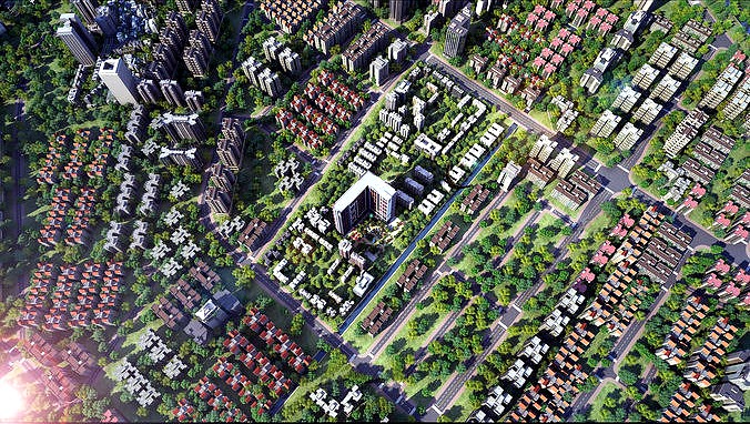 Office building animation 3d model