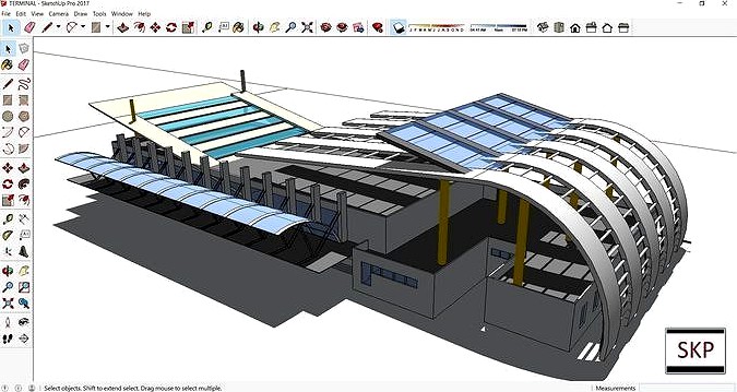 Sketchup bus terminal C6 3d model