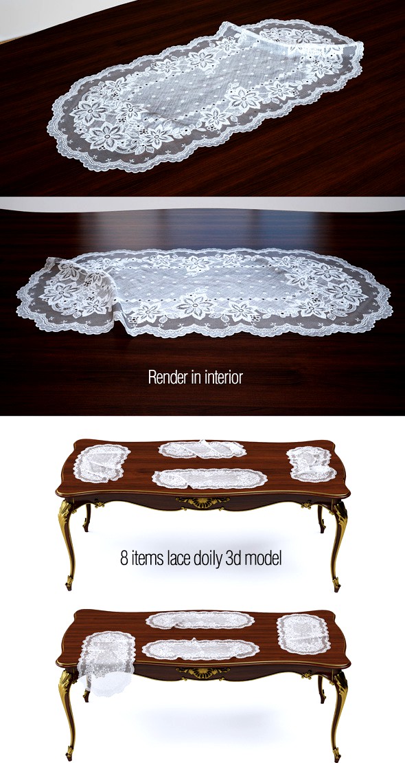 3d model lace doily. 8 items
