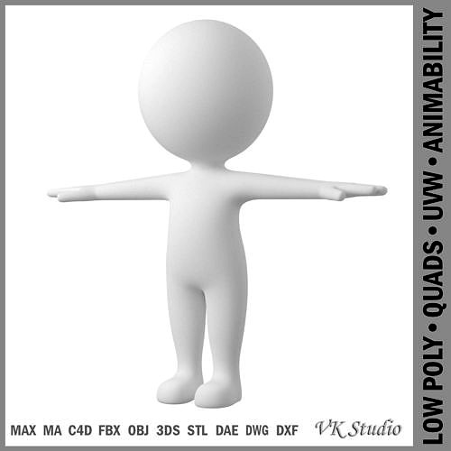 Cute Stylized Stickman in T-Pose 3d model