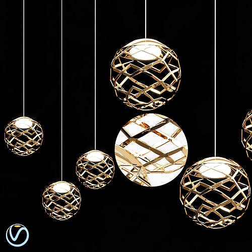 Kelly Cluster Sphere Pendant Light 3 Lights 3d model
