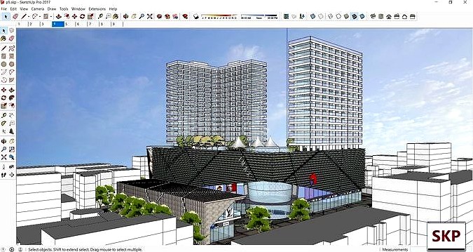 Sketchup Commercial and office complex P5 3d model