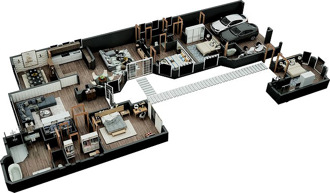 3d floor plan of luxury house model