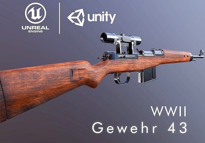 GEWEHR 43 Low Poly Sniper Rifle 3d model