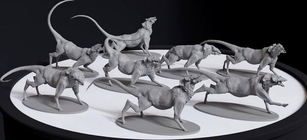 Alien Quadrupedal Concept 8 posed printable models | 3D