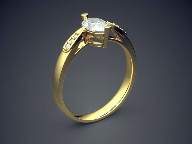 Simple Classic Engagement Ring With Diamonds | 3D model