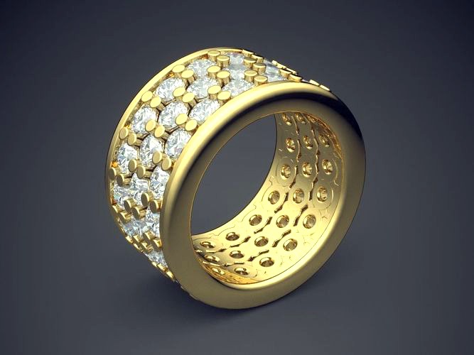 Elegant Textured Thick Man Ring | 3D model