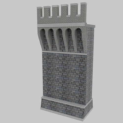 Medieval Wall with Machicolations 3d model