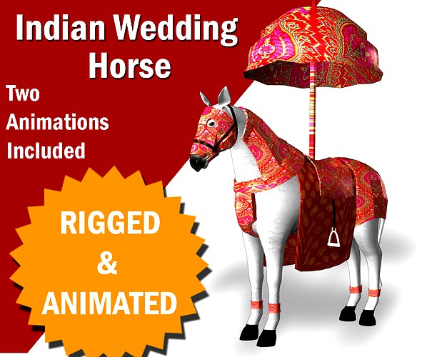 Indian Wedding Horse Rigegd and Animated 3d model