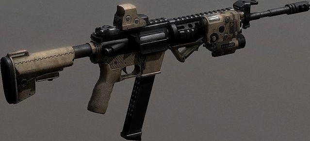 AR15 9mm AR9 SBR PBR 3D Model