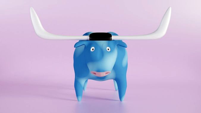 Blue Ox cartoon stylized character 3d model