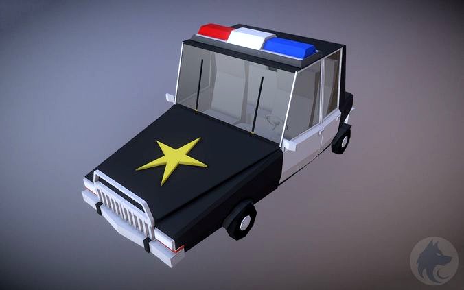 3D Cartoonish Lowpoly Police Car model