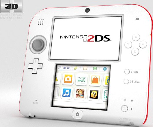 Nintendo 2DS White Red 3D Model