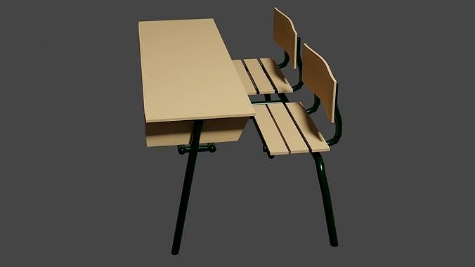 Old Classroom Table 3d model