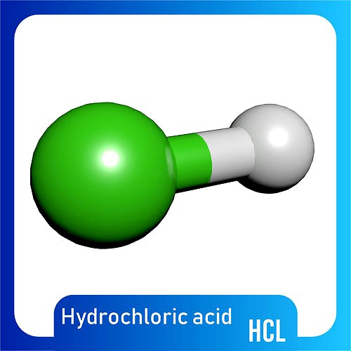 Hydrochloric Acid 3D Model HCl