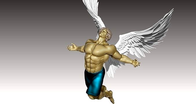 Bodybuilder Man statue angel character 3D model | 3D