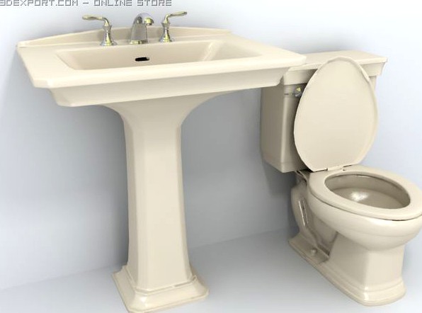 Classic Sink and Toil Bowl 3D Model