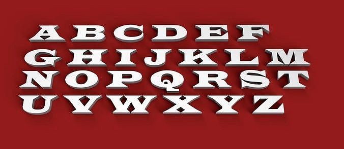 WIDE LATIN font uppercase and lowercase 3D Letters STL FILE | 3D model