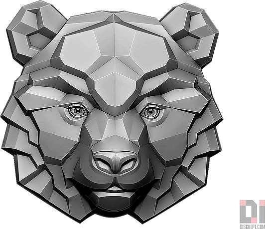 Bear face panda relief polygon art | 3D model