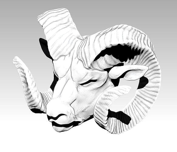 Danger Angry Ram Head Animal Horn Bust | 3D model
