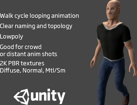 Basic human character - rigged and animated walk 3d model