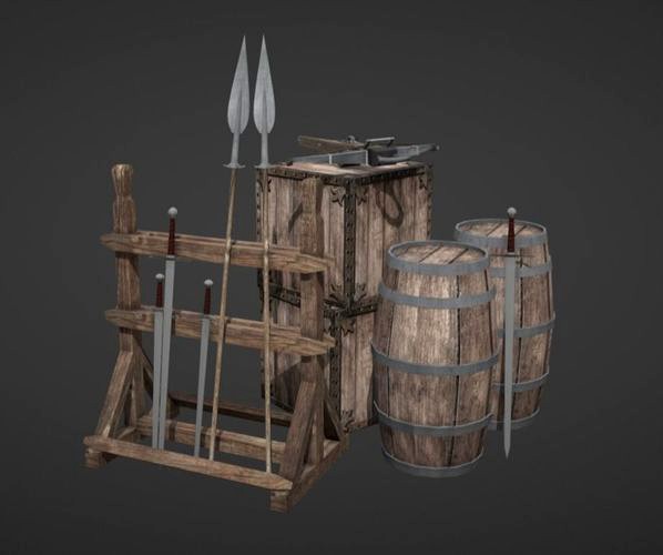 Medieval Props - Lowpoly 3d model