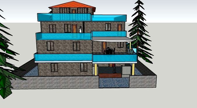 residential building 3d elevation model