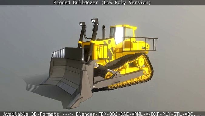Bulldozer Rigged and Animated- Low-Poly Version 3d model