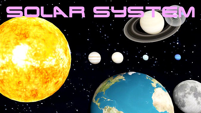 Solar System with all Planets Lowpoly 3d model