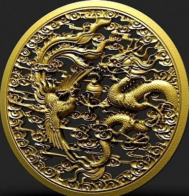 Dragon and Phoenix Statue 3d model