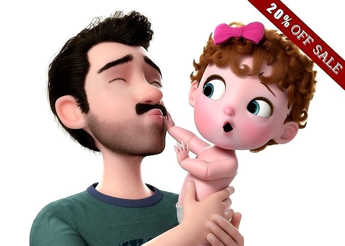 Cartoon Family Rigged V6 3d model