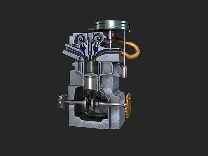 Engine Inline Four-Cylinder Gasoline Engine 3d model