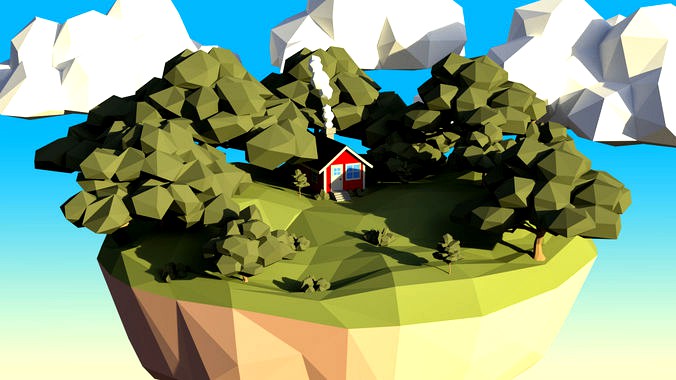 Low Poly Oak Tree Set 3d model