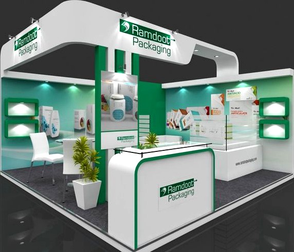 Exhibition stall 3d model 5x5 mtr 2sides open Packaging Stand