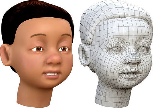 Kid Head Textured 3D Model