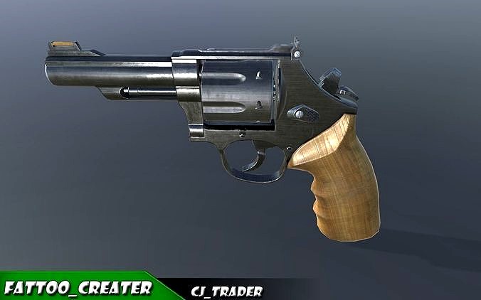 SM557 Revolver 44 Magnum Low-poly 3D model