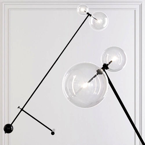 RH Glass Globe Mobile BOOM FLOOR LAMP Black 3d model
