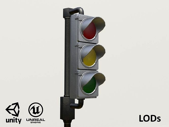 Game-ready retro traffic lights - Unity - UE4 3d model
