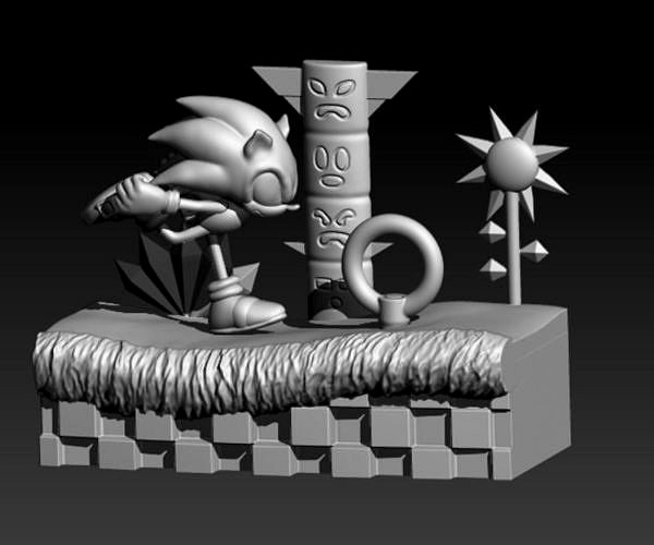 Diorama Sonic in Green Hill | 3D model