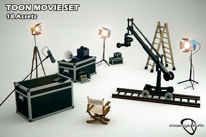Cartoon Movie Set Film Studio Pack 3d model