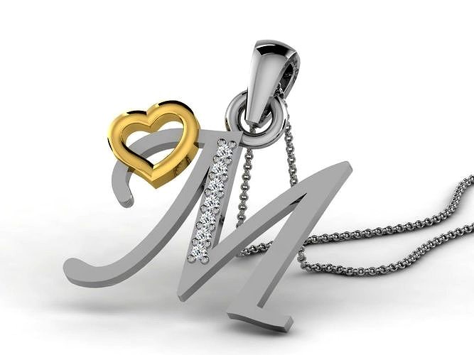Alphabet M Diamond Pendant | 3D model