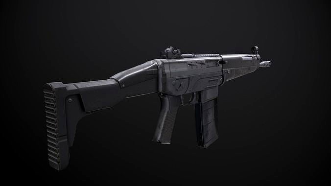 Sig Assault Rifle - Model and Textures Low-poly Game Ready 3d